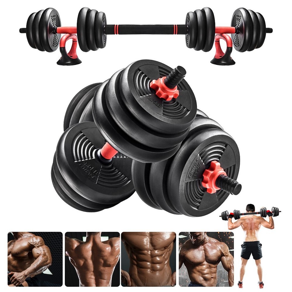6 in 1 Dumbbell Barbell Kettlebell Set 45LB Adjustable Free Weights ...
