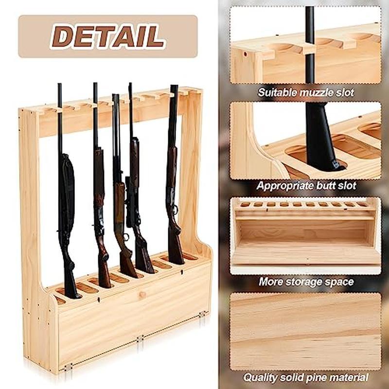 Solid Pine Gun Rack with Storage Display Standing Rifle Shotgun | eBay