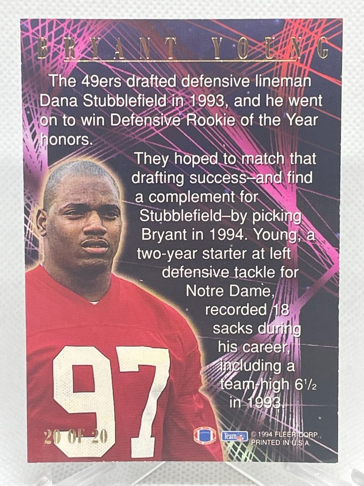 Bryant Young 1994 Fleer Ultra First Rounder #20 Insert | eBay