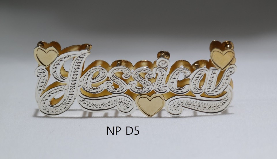PERSONALIZED DOUBLE NAME PLATE (10k,14k,Fine Silver gold overlay) | eBay
