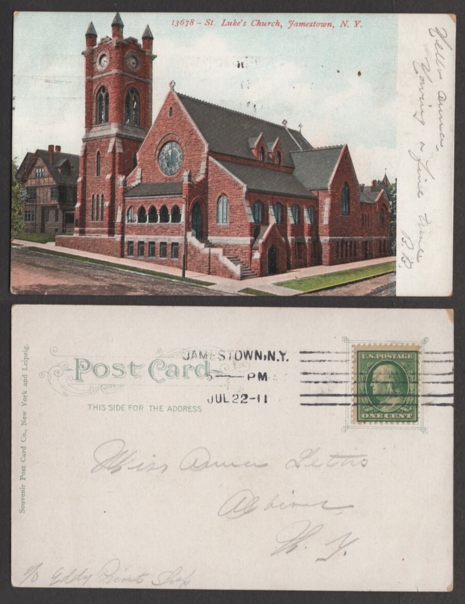 1911 New York Postcard – Jamestown – St. Luke's Church | eBay