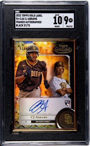 2022 Topps Gold Label C.J. Abrams Rookie Gold Frame Auto #/75 SGC 10|9 ...
