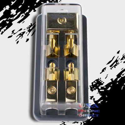 MAXI FUSE GOLD DISTRIBUTION BLOCK 2/4 AWG GA IN AND TWO 8 GAUGE OUT 12V ...