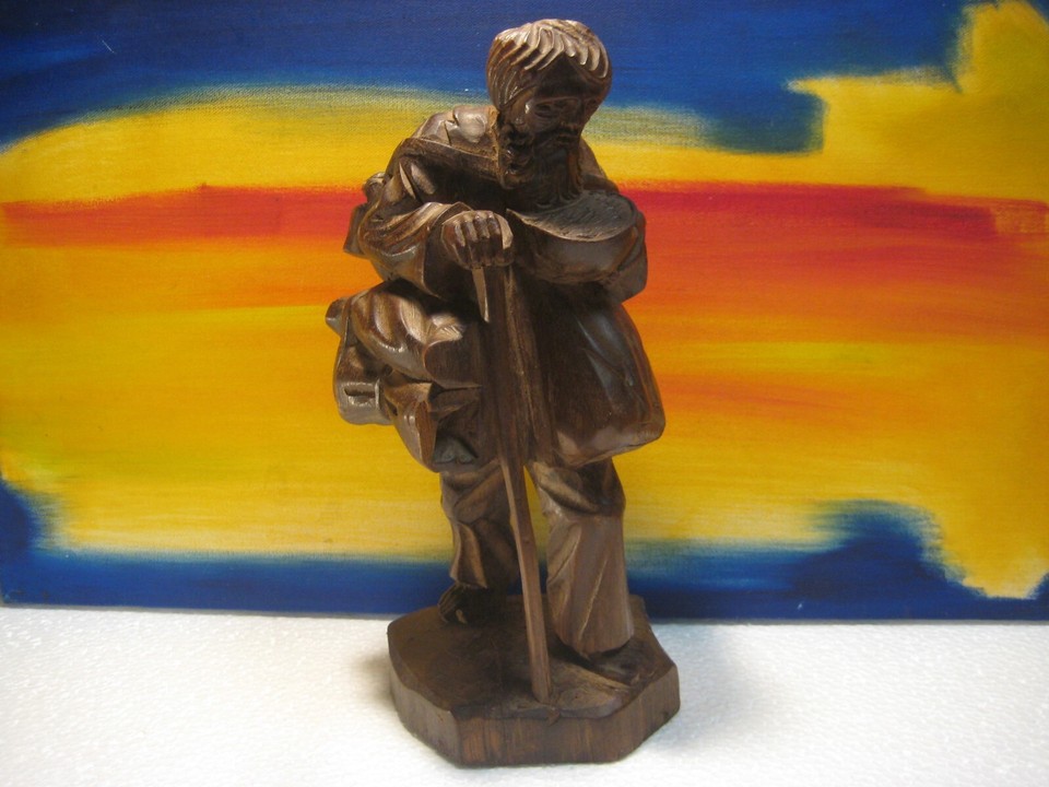 Folk Art Carved Wood Old Peddler Man with Bowl (Peru?) 11" (@PPT) | eBay