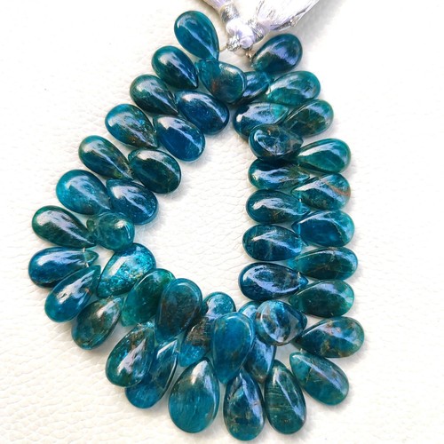 Natural Neon Blue Apatite Gem 14x10 to 17x11 mm Size Smooth Pear Beads ...