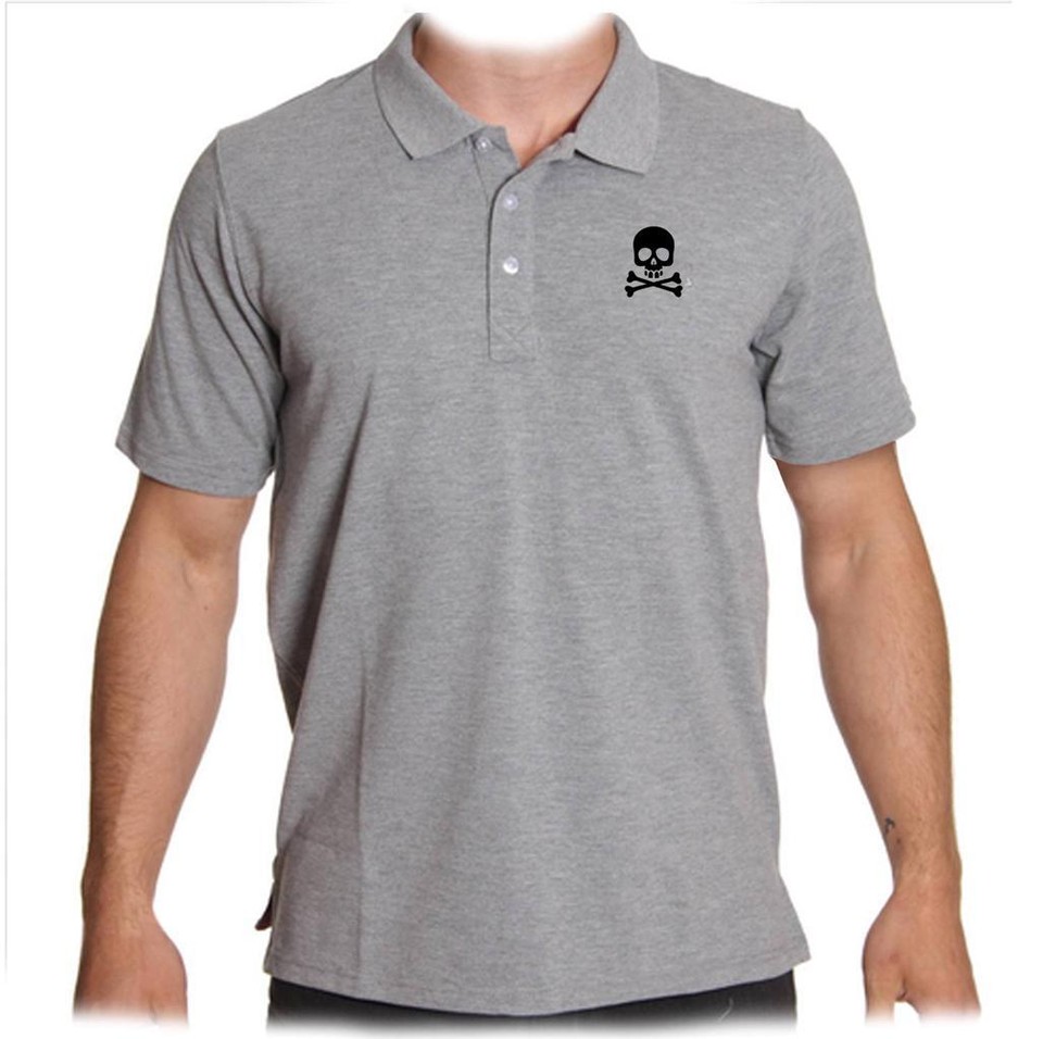 NEW MEN'S PRINTED SKULL FUNNY ROCK & ROLL COLLAR POLO T-SHIRT HIP HOP ...