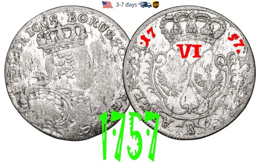 Poland 6 GROSCHEN 1757 FRIDRICH II Silver Coin #32292 | eBay