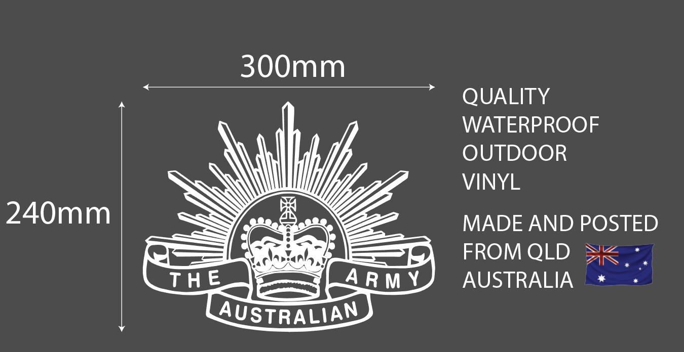 ANZAC Australian Army Emblem Rising Sun Cut white Decal Large Sticker ...