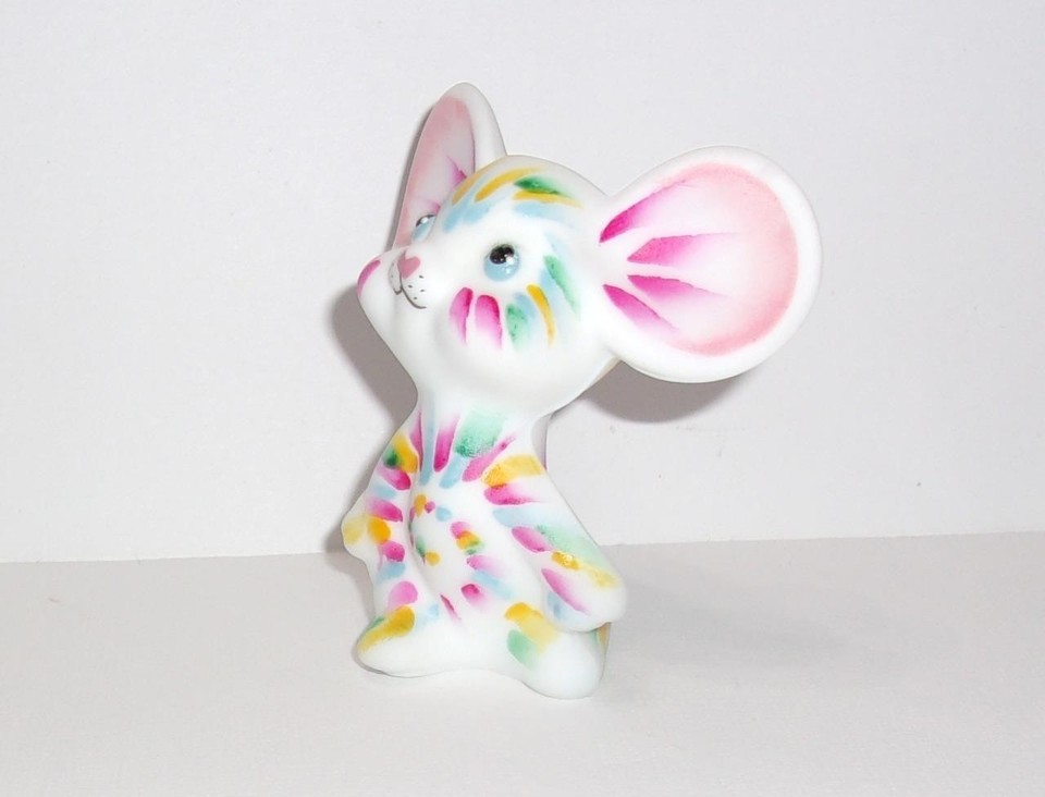 Fenton Glass Tie Dye Dyed Colorful Mouse Figurine Ltd Ed #71/131 JK ...