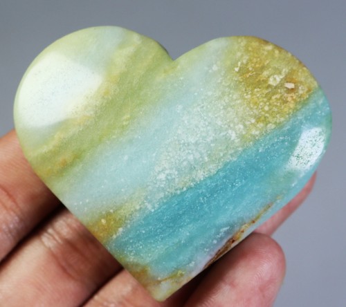Natural Sky Blue Caribbean Calcite Quartz Crystal Stone Heart Reiki ...