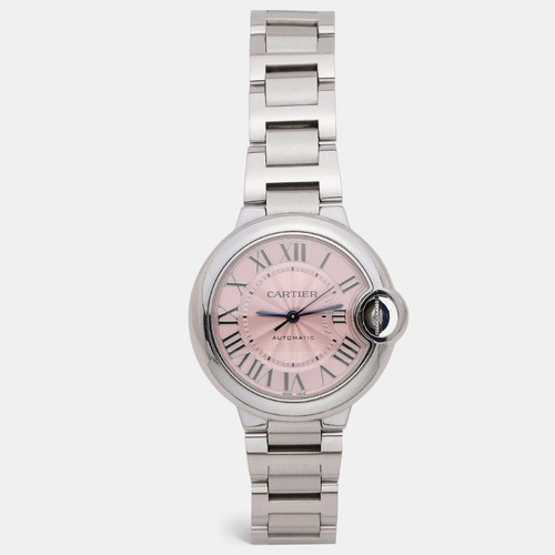 Cartier Pink Stainless Steel Blue Sapphire Ballon Bleu de Cartier ...