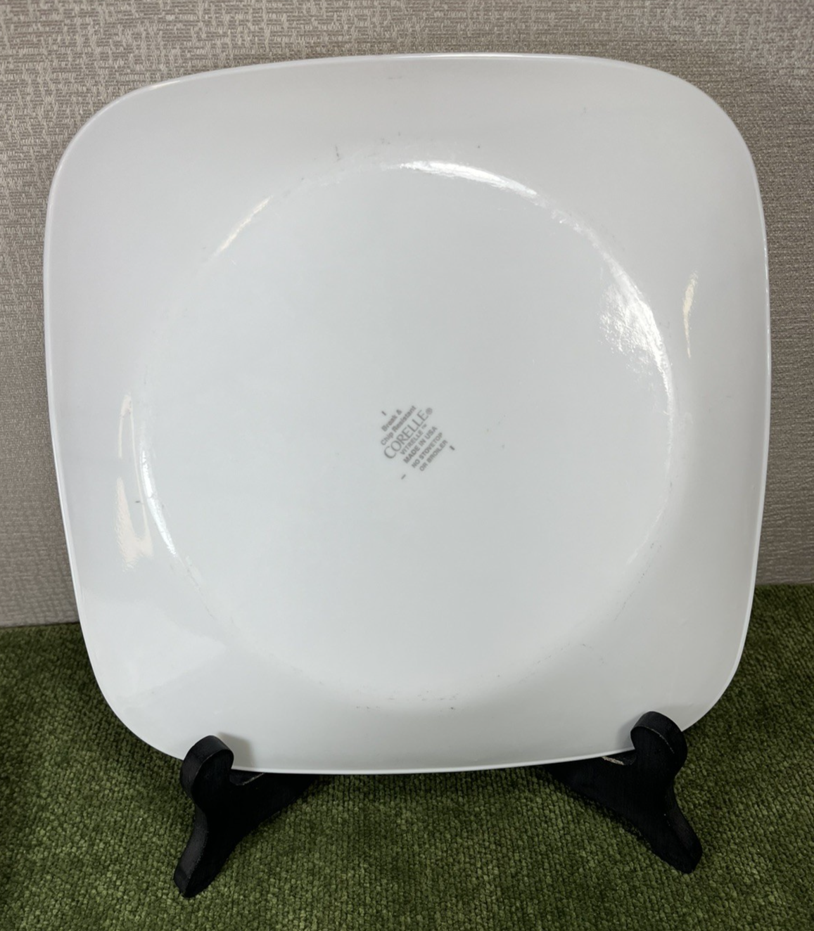 Corelle SIMPLE LINES Set of 4 Square Luncheon Plates White w/Black ...