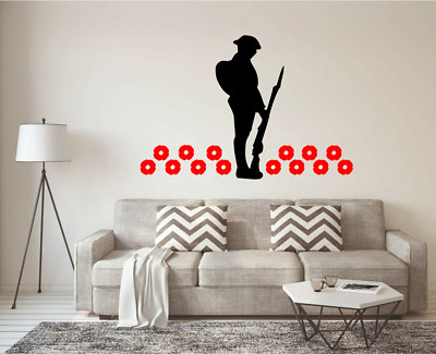 Lest We Forget Soldier Vinyl Decal Remembrance Day Soldier Poppy Day ...