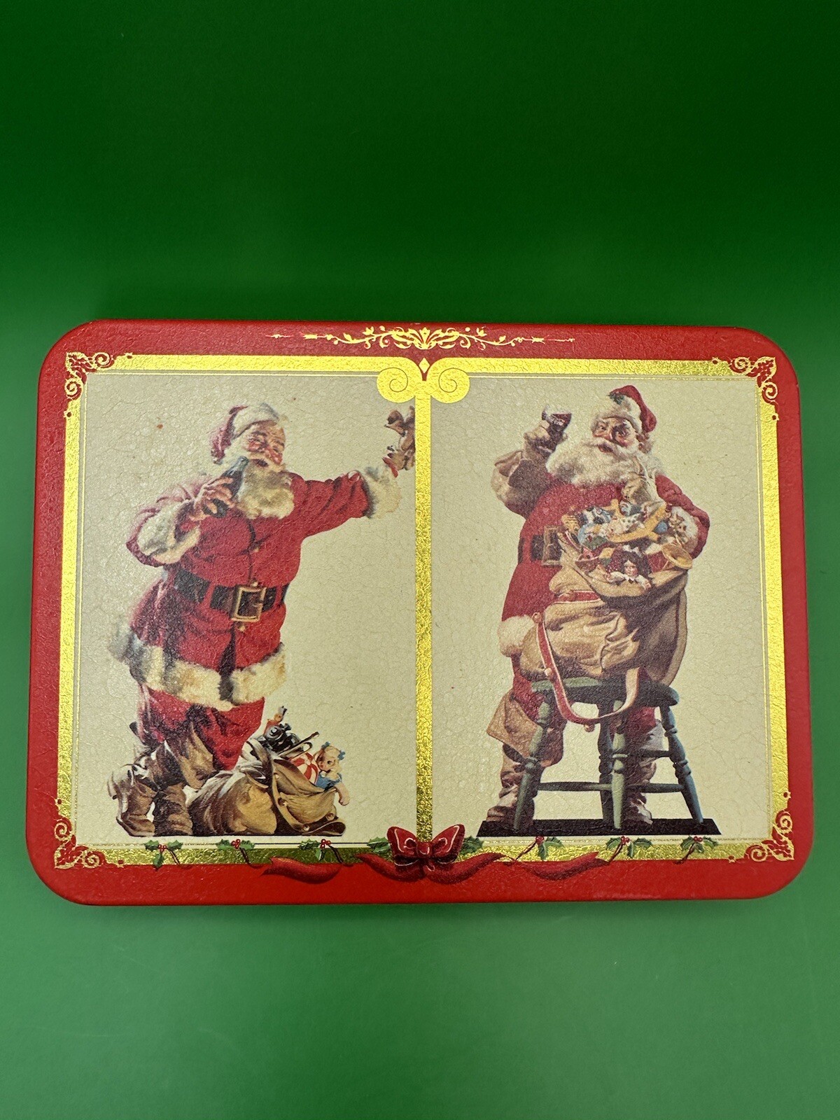 Vintage Coca Cola Nostalgic Santa playing cards - double deck with tin ...