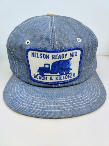 Vtg K Brand USA MADE DENIM Nelson Ready Mix Patch Trucker Hat Snapback ...