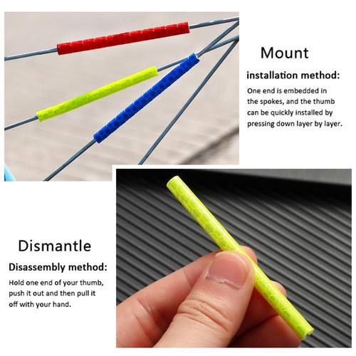 Light Reflective Tubes Clip On Rim Spoke Bicycle Lights Wheel ...