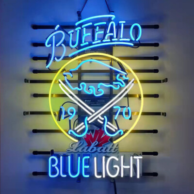 Buffalo Sport Labatt Blue Light Neon Sign 24x20 Home Bar Pub Store Wall ...