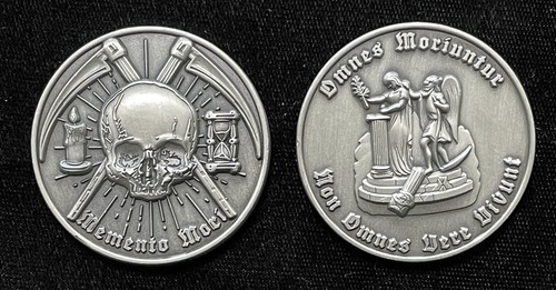 Memento Mori Master Mason Freemason Masonic coin, 1.75”, antique silver ...
