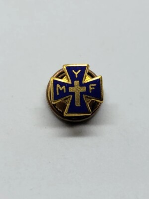MYF Cross Methodist Youth Fellowship Enamel Vintage Screwback Lapel Pin ...