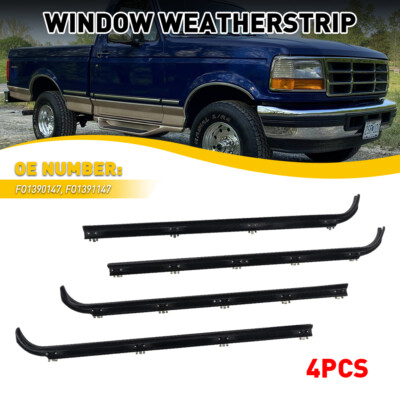 4PCS Door Window Seal Belt Weatherstrip Kit For 1987- 1997 Ford F150 ...