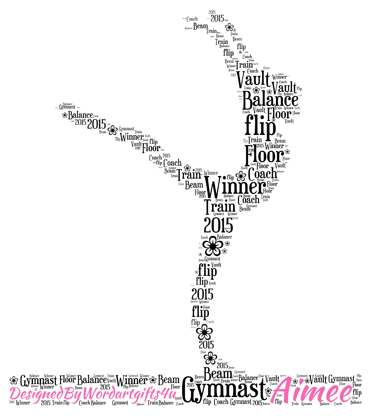 Personalised Gymnast Word Art Print ANY Colours | eBay UK