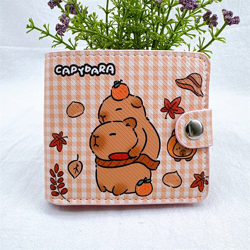 Cartoon Capybara Wallet Foldable Short Money Change Pouch PU Leather ...