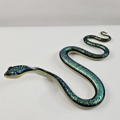 Scott Bisson Art Glass Snake Sculpture Figurine Signed 2005 Iridescent ...