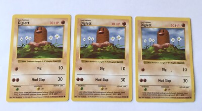 Pokemon Shadowless Base Set Diglett Common (47/102) Lot of 3 | eBay