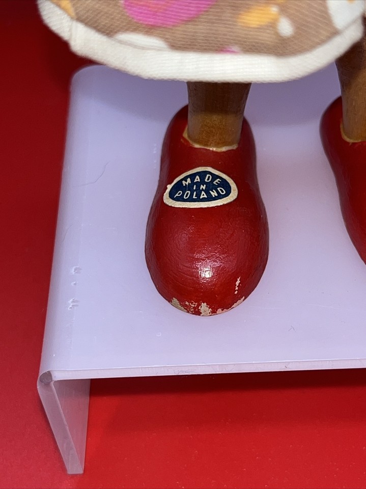 Vintage Polish Wood Peg Doll Girl Dressed Figurine Moveable Joints | eBay