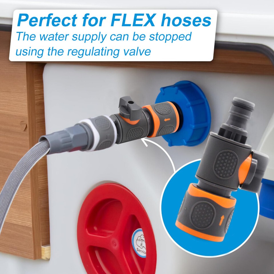 Water Inlet Filler Cap Adapter Motorhome Caravan Quick Hose Coupling ...