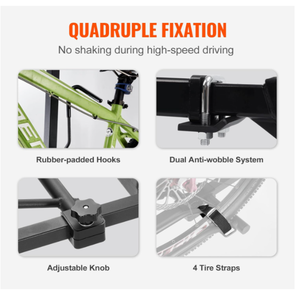 2 Fat Bike Rack Carrier Vehicle Mount Truck Hitch Heavy Duty Folding w ...