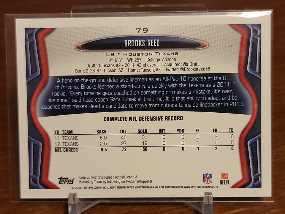 2013 Topps Football #79 Brooks Reed Houston Texans | eBay