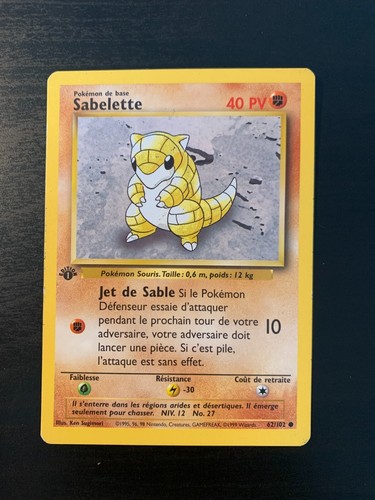 Carte Pokémon : Sabelette 62/102 Edition 1 Set de Base Wizards ...