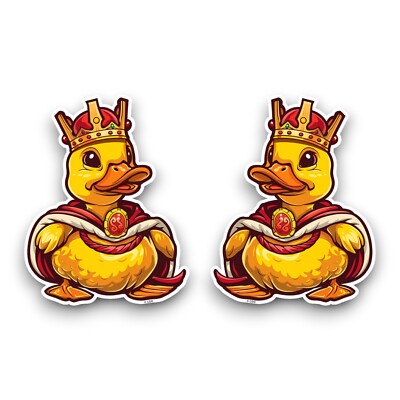 2x Small Funny Rubber Duck Royal King Vinyl Sticker Decals Car Window ...