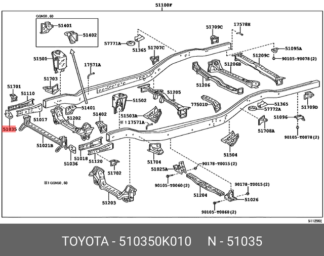Genuine OE plate sub-assy frame side rail right 510350K010 for TOYOTA ...