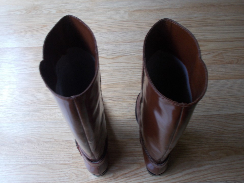 Marc by Marc Jacobs Tall Flat Riding Boots Polished Leather sz 38.5 US ...