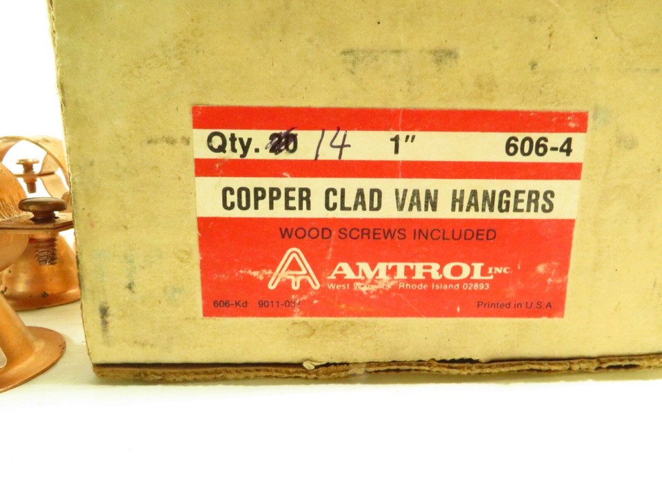 Lot of 14 NEW 1" Copper Clad Van Hanger (Model# 606-4) w/ Wood Screws ...
