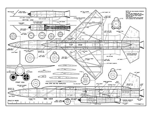 Bomarc F/F Jetex 15" Wingspan RC Model Airplane Printed Plans ...