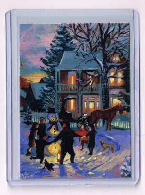 2015 ACEO Sketch Card HOME FOR CHRISTMAS Original Sketch Card by V ...