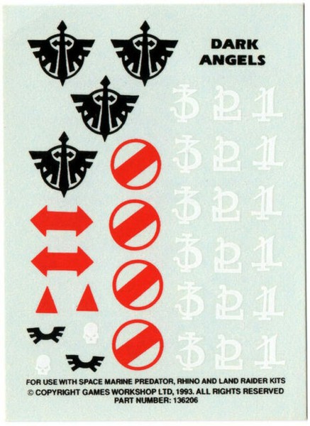 Dark Angels Transfer Sheet Decals Warhammer 40k Space Marines Angel ...