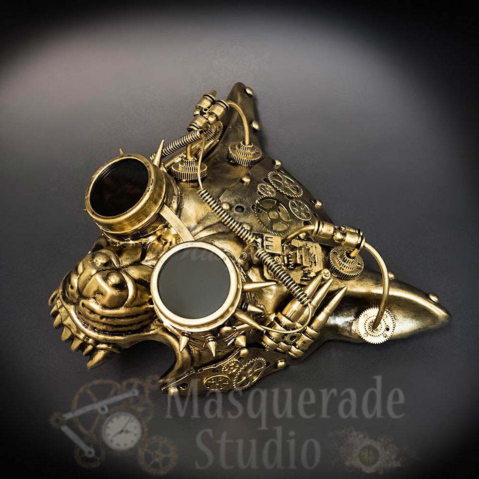 Men's Steampunk Fantasy Robotic Cyborg Wolf Terminator Masquerade Mask ...