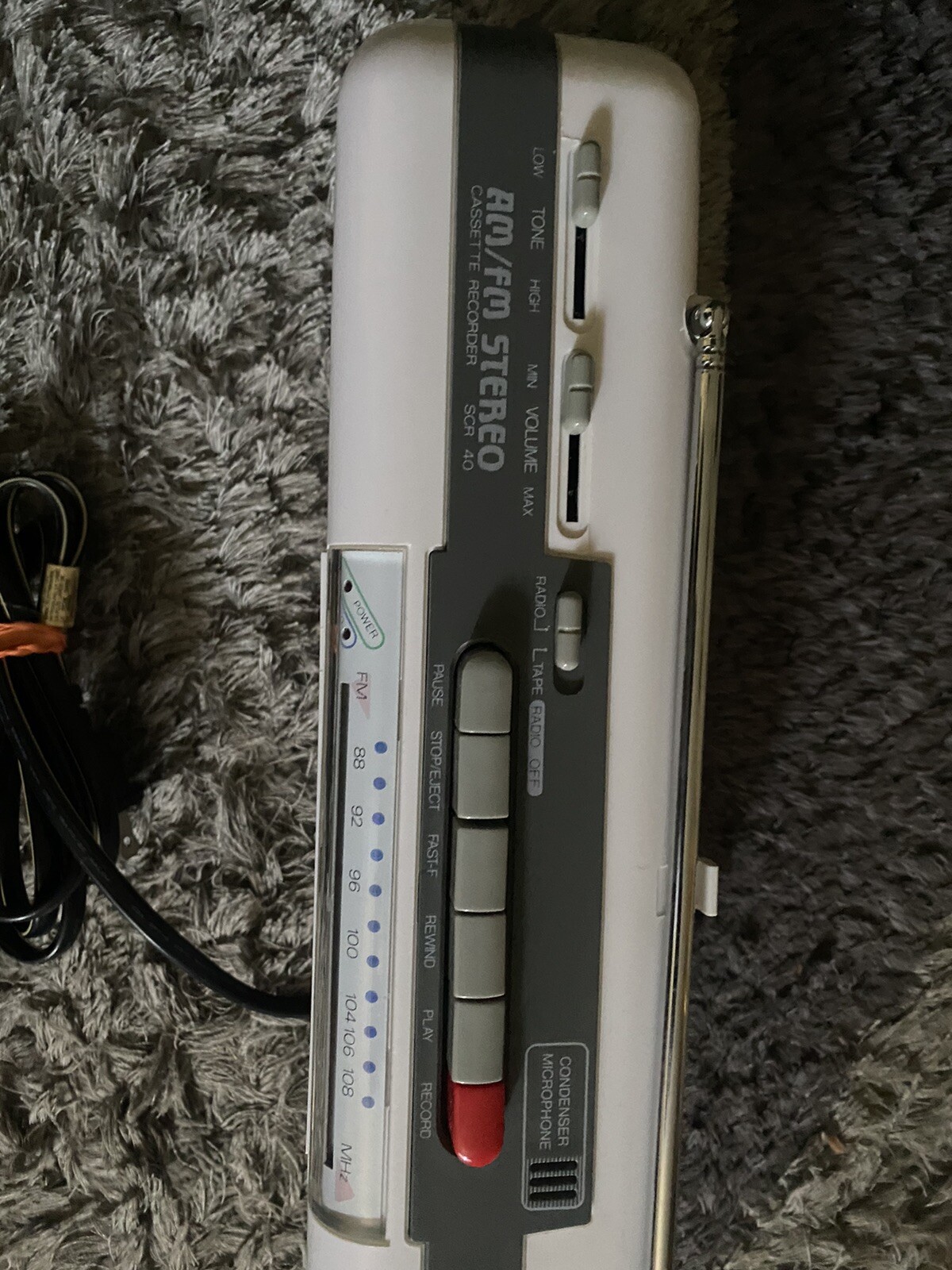 VTG REALISTIC BOOMBOX SCR-40 AM/FM CASSETTE, INTERGRATED HEADPHONES ...