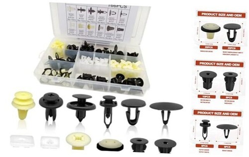 166pcs Nylon Auto Retainers Clips Screw Grommets, 12 Most Popular Sizes ...