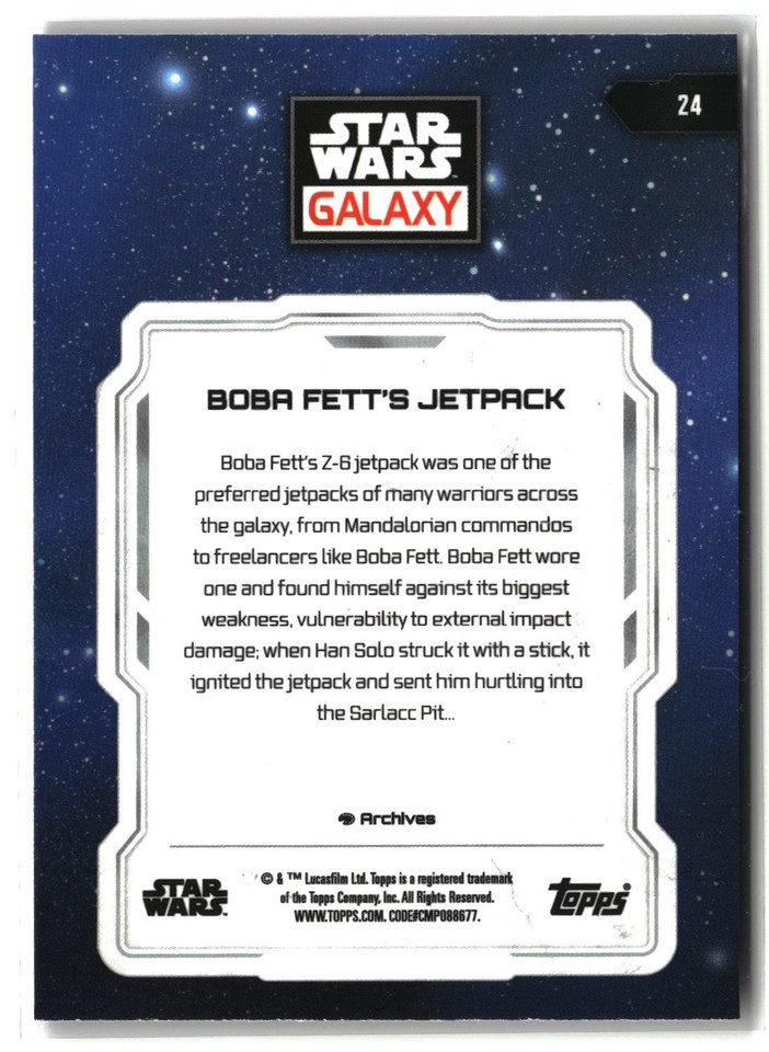Boba Fett's Jetpack 2024 Star Wars Galaxy by Archives Base #24 | eBay