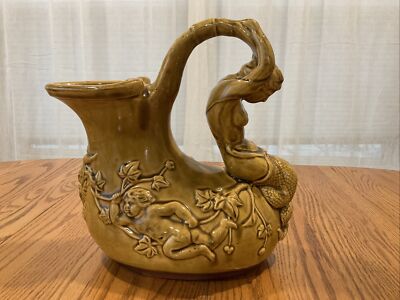 SHI WAN WARE Chinese Ceramic Shiwan Pottery Pitcher Mermaid Handle ...