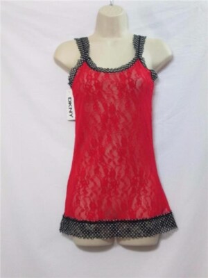 NWT DKNY Signature Lace Cami Tank Top Camisole Red Style 731233 Size ...
