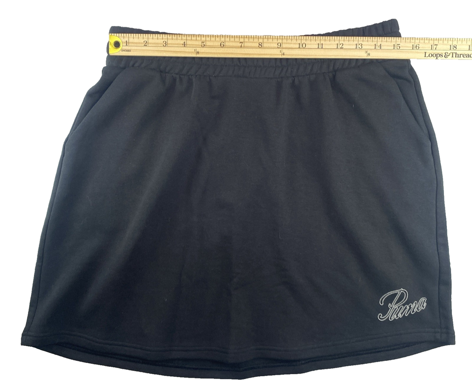 New Puma Women’s Sz L Black Cotton Blend Skirt Pockets Elastic ...