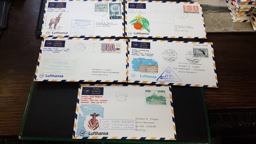 DEUTSCHE LUFTHANSA ETC 5 BRIEFE VERSCHIEDENE LÄNDER MIT AUSL ...