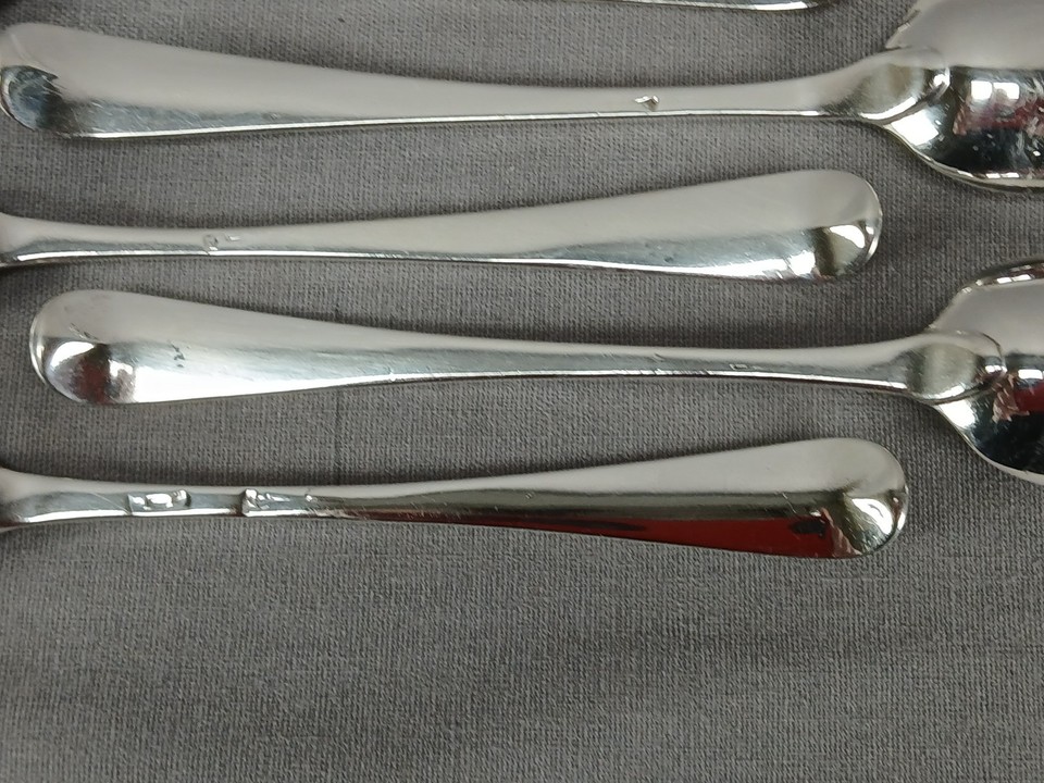 Set of 5 Thomas Tookey London Bright-Cut Sterling Silver Spoons C.1777 ...