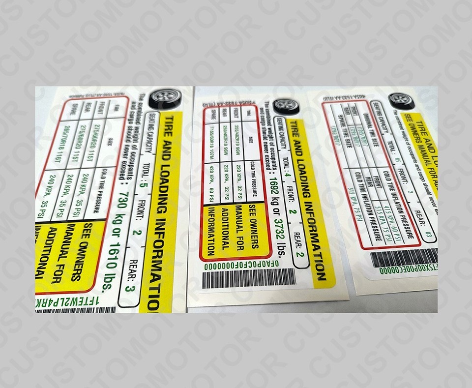 Ford Tire Loading Information Replica Decal Label 4U5A-5U5A-RU5A-1532 ...